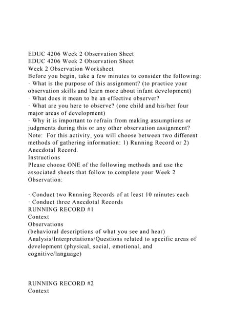 Part 2 Observation Summary and Analysis 1. Review and implement any.docx