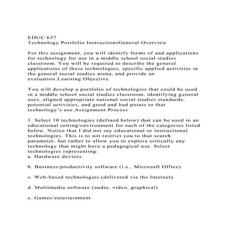EDUC 637Technology Portfolio InstructionsGeneral OverviewF.docx
