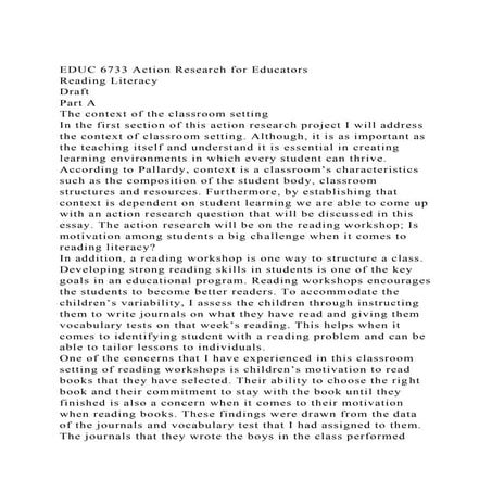 EDUC 6733 Action Research for EducatorsReading LiteracyDraft.docx
