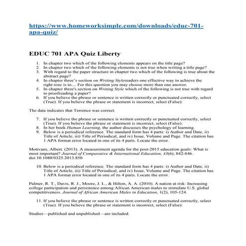 EDUC 701 APA Quiz Liberty Homeworksimple.com.docx