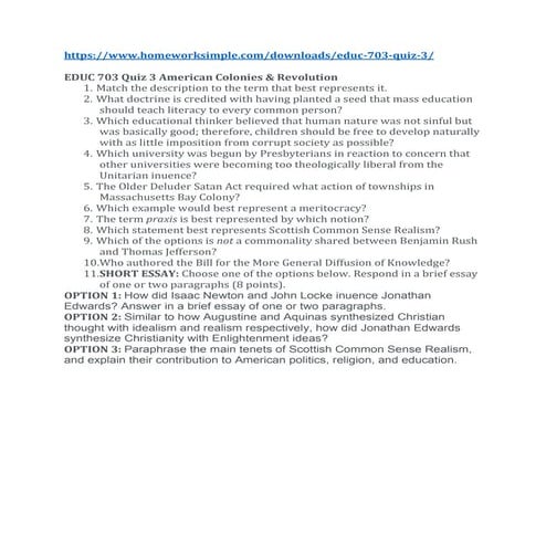 EDUC 703 Quiz 3 American Colonies Liberty.docx