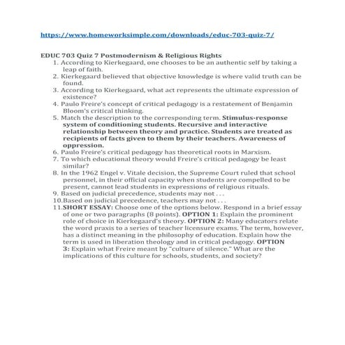 EDUC 703 Quiz 7 Postmodernism Liberty.docx
