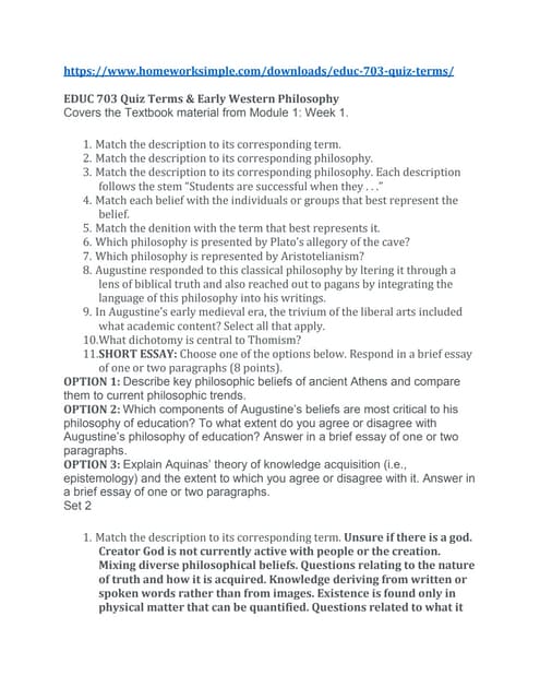 EDUC 703 Quiz 1 Terms Liberty Answers.docx | Religion & Spirituality