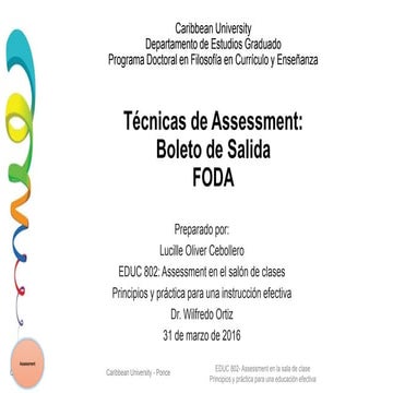 Assessment: boleto de salida | PPTX