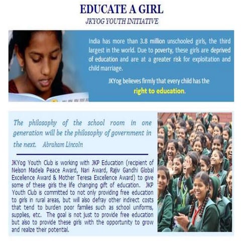 Educate A Girl: A JKYog Youth Initiative | PPT