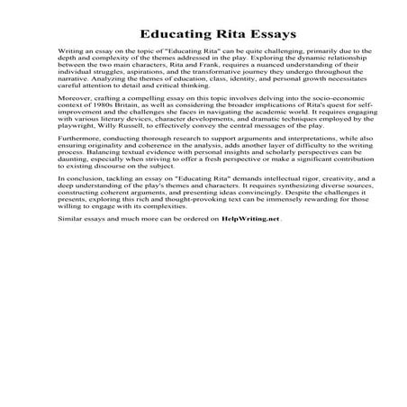 Educating Rita Essays | PDF