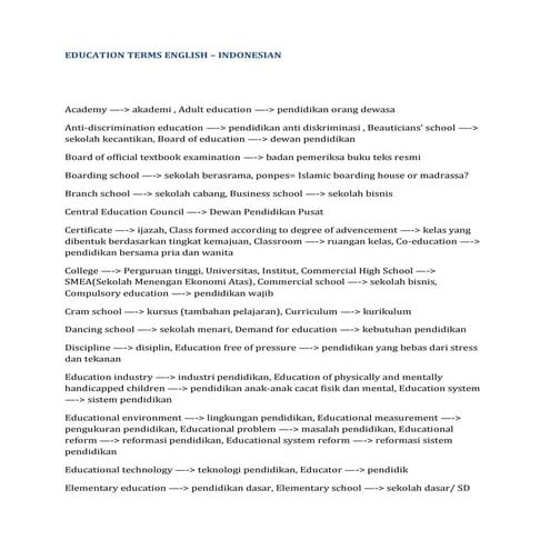 Education terms-english-indonesian2 | PDF