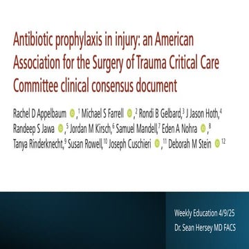 antibiotic ppx in injury clinical consensus document | PPTX