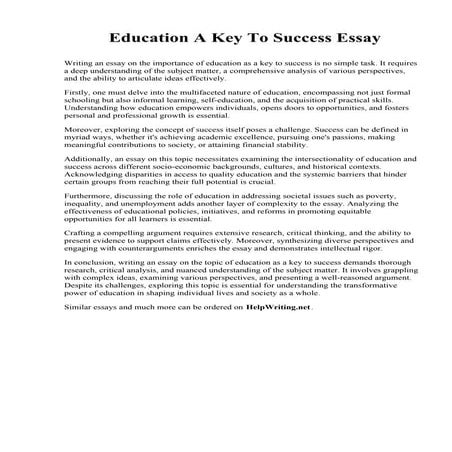 Education A Key To Success Essay.pdf | Education