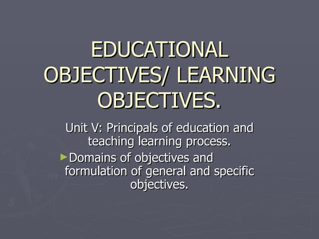 Formulation of educational objectives | PPTX