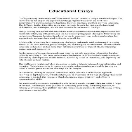 Educational Essays. College of Mount Saint Vincent | PDF