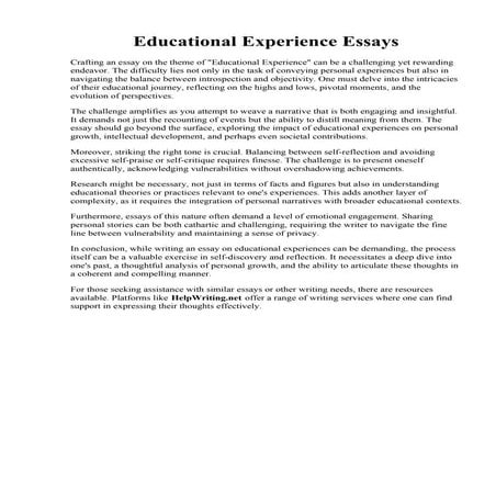 Educational Experience Essays | PDF