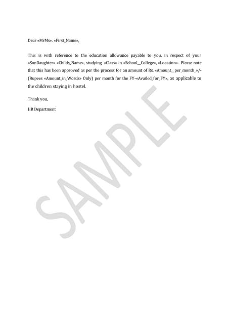 Allowances pol and vehicle maintenance letter to company employee | PDF