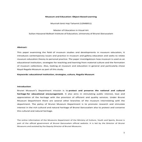 Educational Museum: Object based-learning | PDF