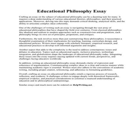 Educational Philosophy Essay | PDF