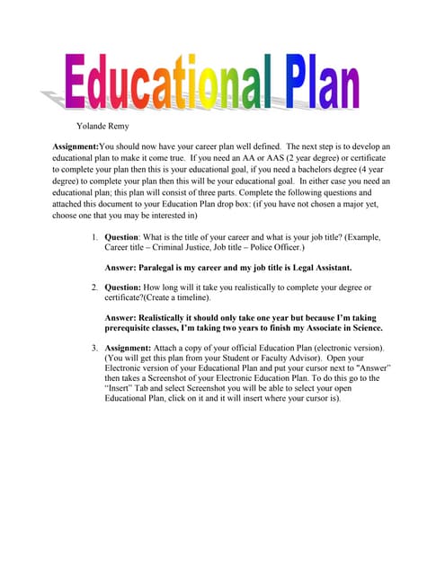 Education plan | DOCX | Education