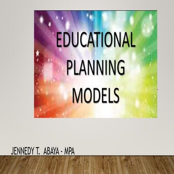 Lecture The Educational Planning Models Pptx