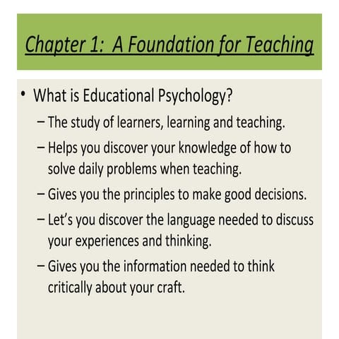 EDUCATIONAL PSYCHOLOGY FOR TEACHING AND LEARNING | PPT