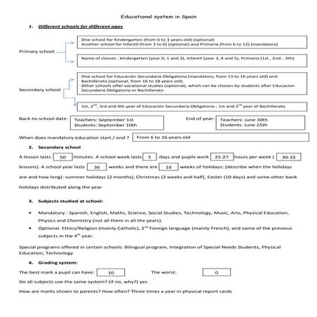 Educational system in Spain | PDF