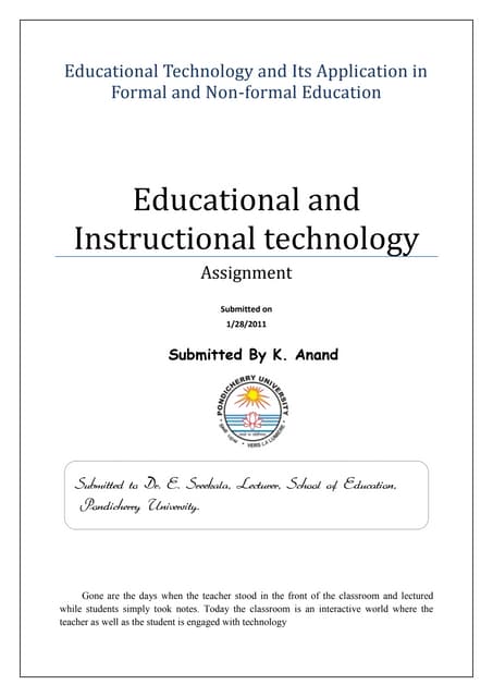 Technology of education vs technology in education | PDF