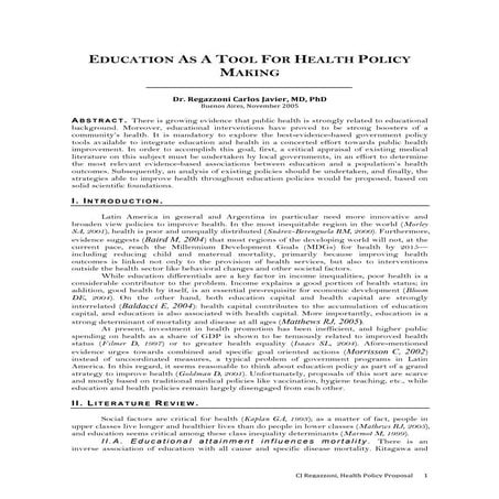 Education as a tool for health policy making | PDF