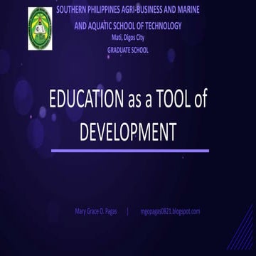 Education as a Tool of Development | PPTX
