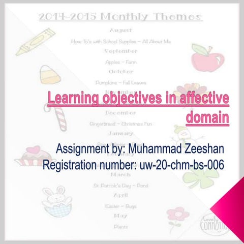 learning objectives in affective domain of blooms taxanomy | PPT