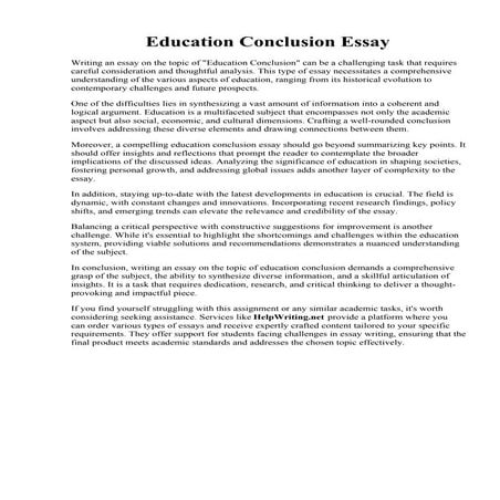 Education Conclusion Essay. How To Write a Conclusion for an Essay ...