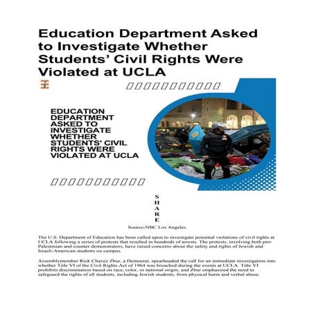 Education Department Asked to Investigate Whether Students' Civil Rights Were Violated at UCLA | PDF