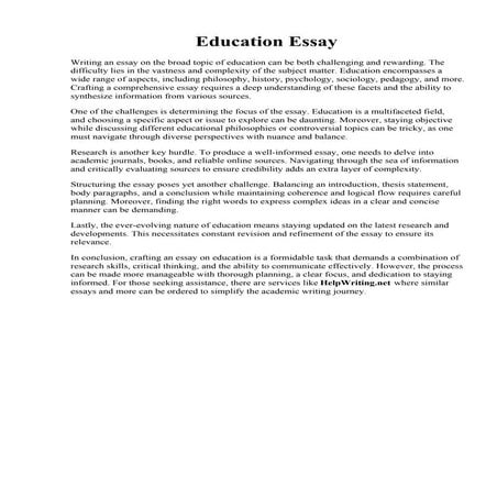 Education Essay. Write a narrative essay about your first day in school ...