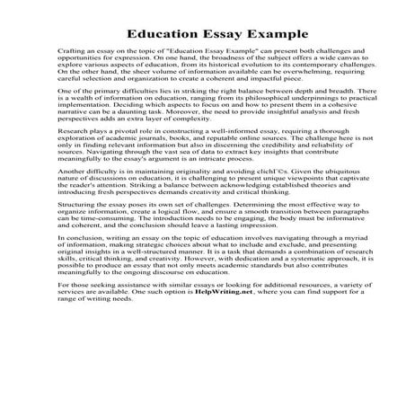 Education Essay Example | PDF