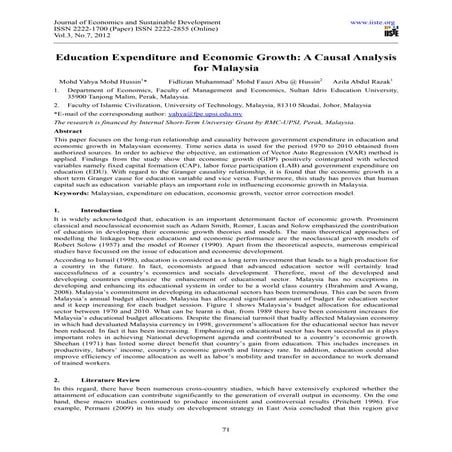 The role of education in economic development | PDF
