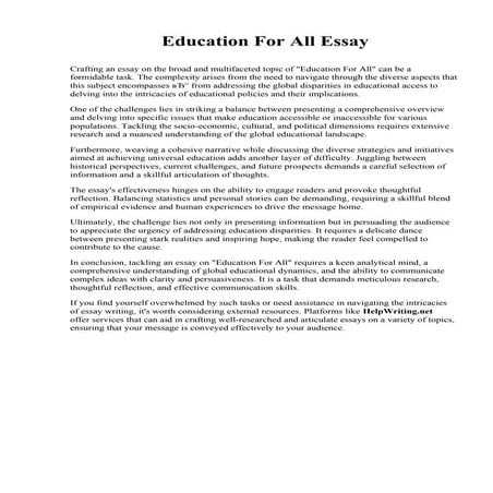 Education For All Essay. Johnson & Wales University | PDF