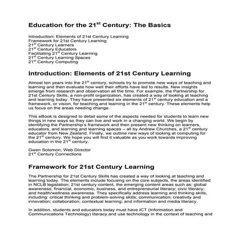 Education for the 21st century: the basics | PDF