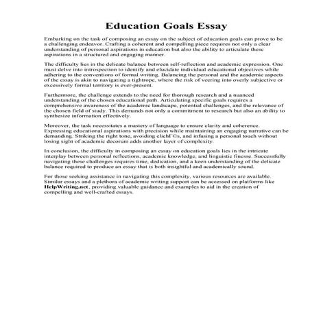 Education Goals Essay | PDF
