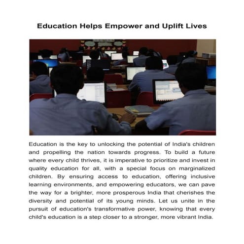 Educational Empowerment for Underprivileged Children in India | PDF