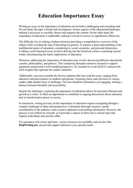 Essay Importance Of Education.pdf | Education