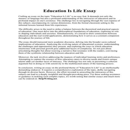 Education Is Life Essay | PDF