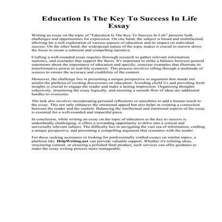 Education Is The Key To Success In Life Essay.pdf