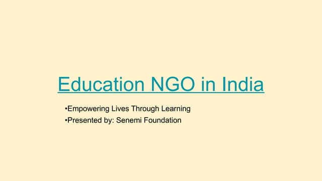Education NGOs in India: Empowering Learning for All | PDF