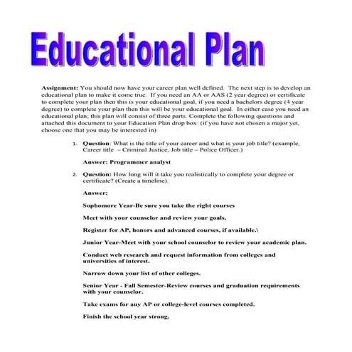 Education plan | PDF