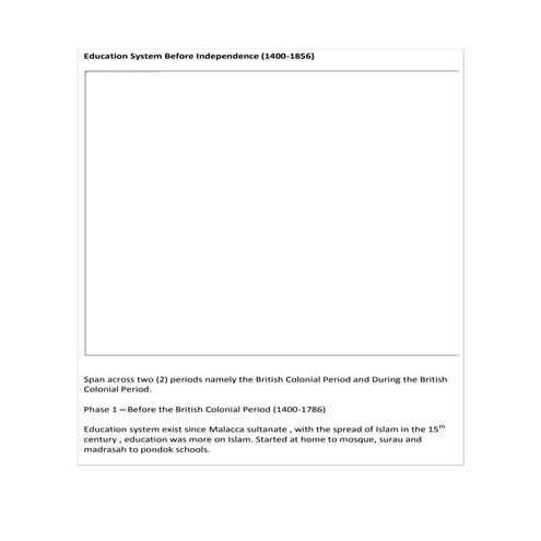 Education system before independence (1400 1856) | DOCX