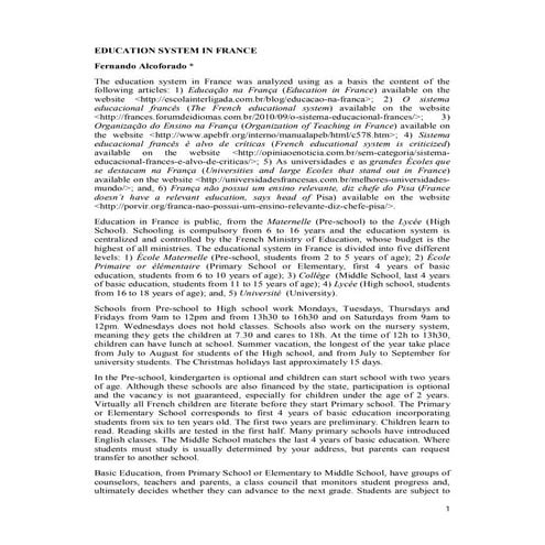 Education system in france | PDF