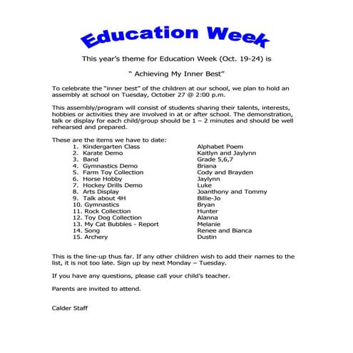 Education week | DOC