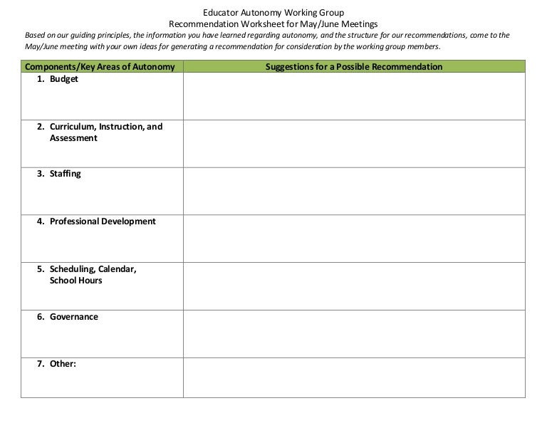 Educator autonomy recommendationworksheet_5 5 14