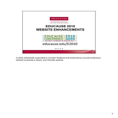 EDUCAUSE 2010 web enhancements | PDF