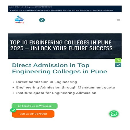 Best Engineering College in Pune for B Tech Admission Description | PDF
