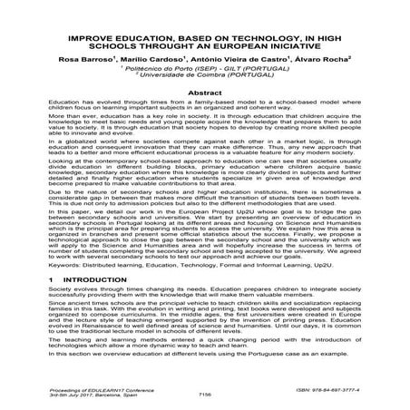 Improve education based on technology in high schools through a ...