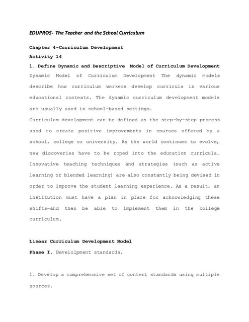 Dynamic model of curriculum development | PPTX | Primary Education ...