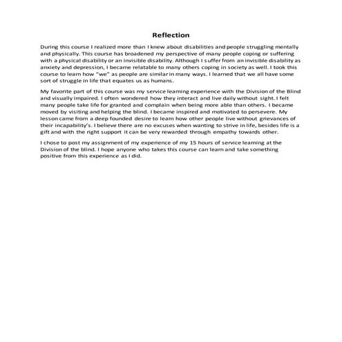 Edu reflection for e portfolio | PDF